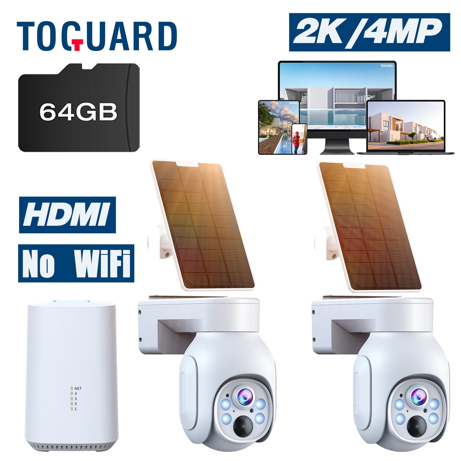 Toguard SC19A Solar Wireless Security Camera System Outdoor Battery ...