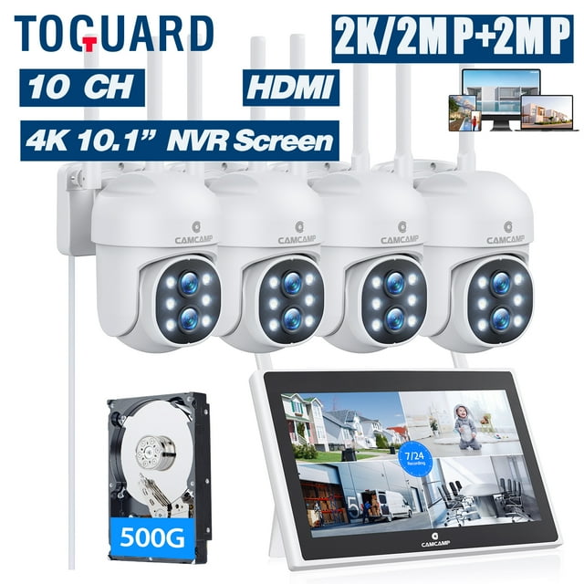 Toguard SC37 10CH Wired Security Camera System Outdoor with 500G Hard ...