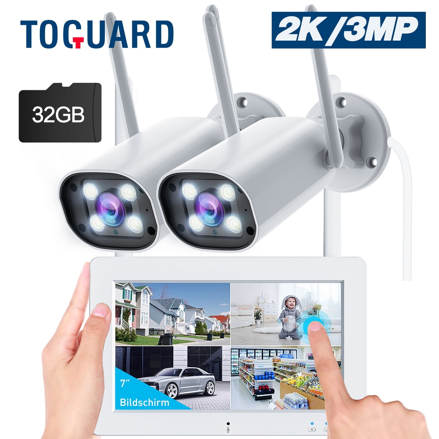 Toguard SC27 2K/3MP Bullet Security Camera System - Weatherproof, Home ...