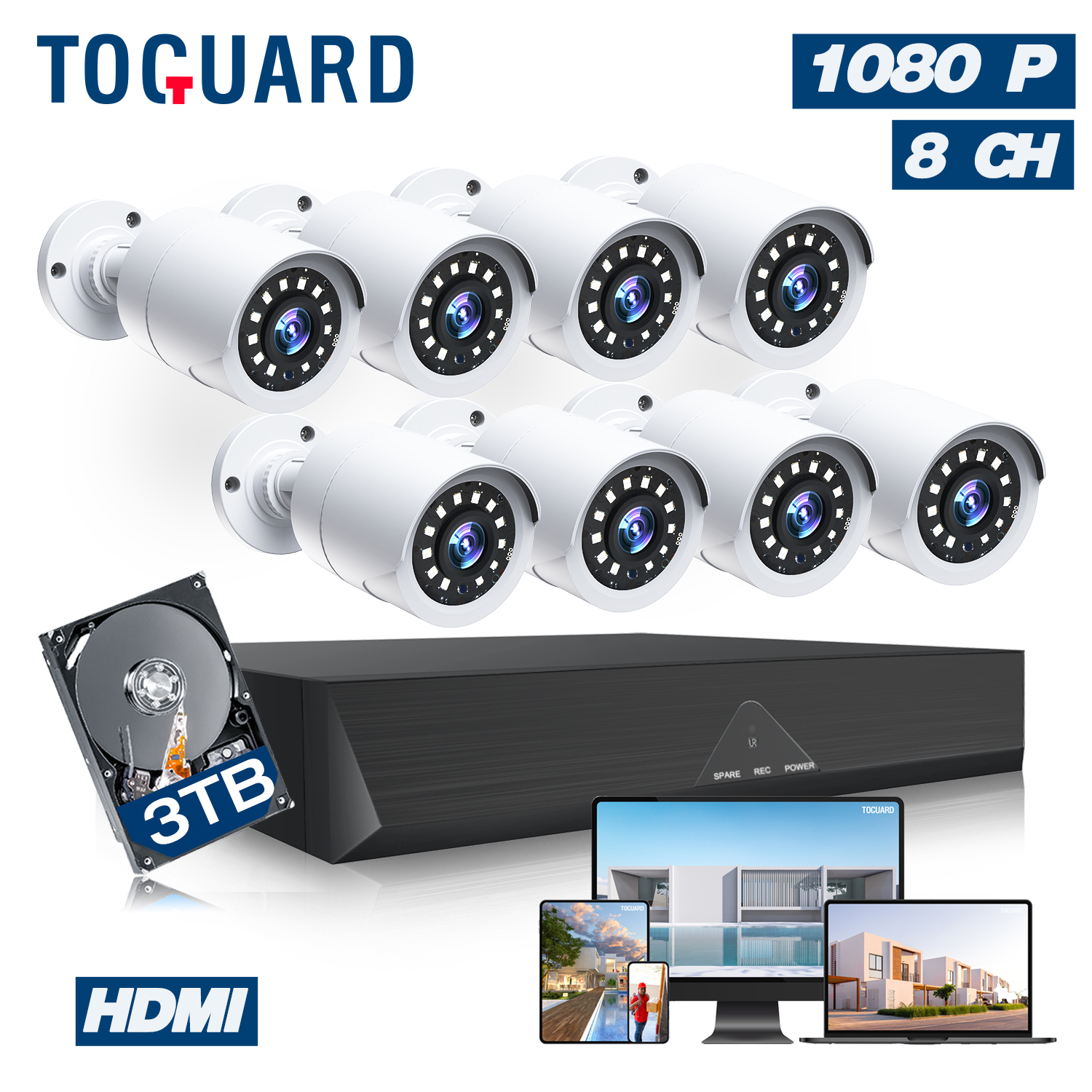 TOGUARD SC45 4K/8MP POE Security Camera System Outdoor with 8CH ...