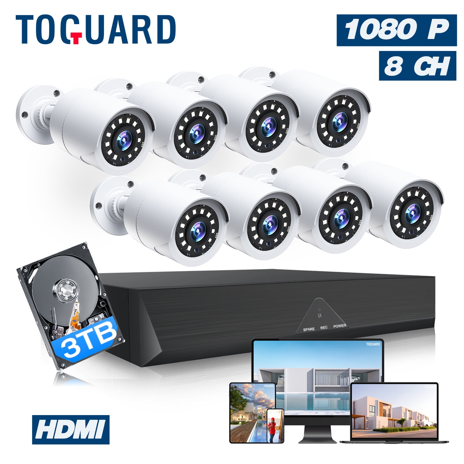 Toguard SC35 8CH CCTV Security Camera System Outdoor with 3TB Hard ...