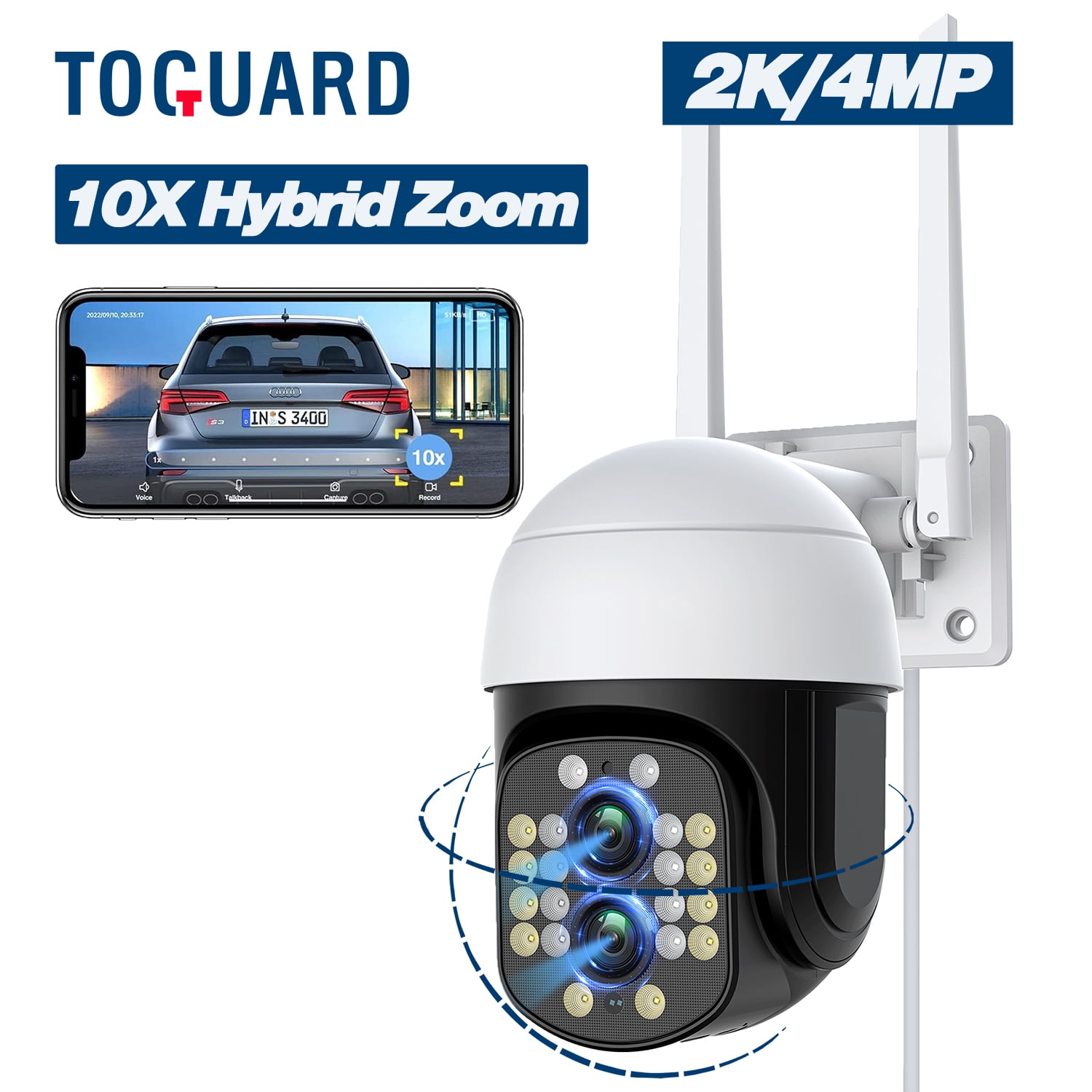 Toguard SC09 4MP Wired Security Camera Dual Lens Zoom Wifi Dome ...