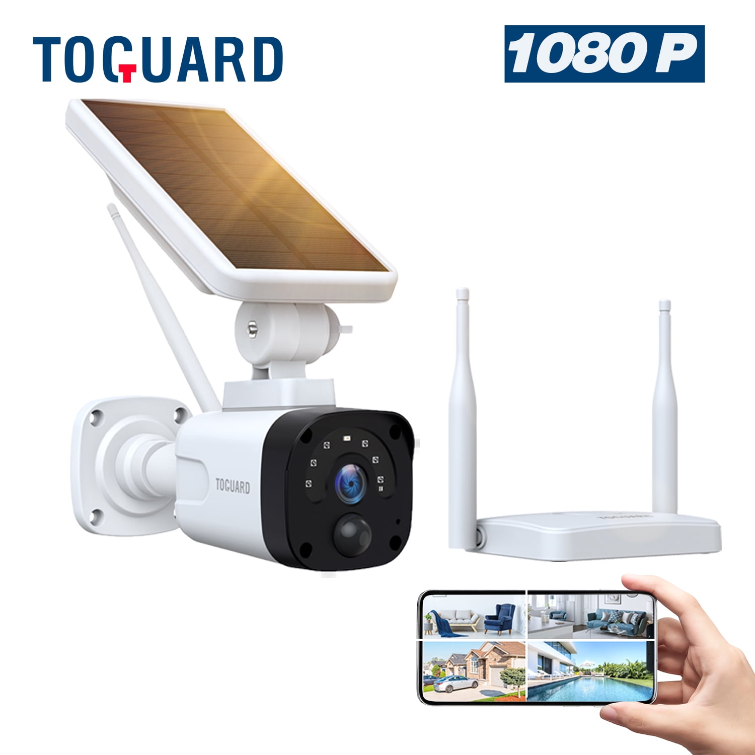 Toguard Solar Wireless Security Camera System Outdoor Battery WiFi Bullet Surveillance Camera ...