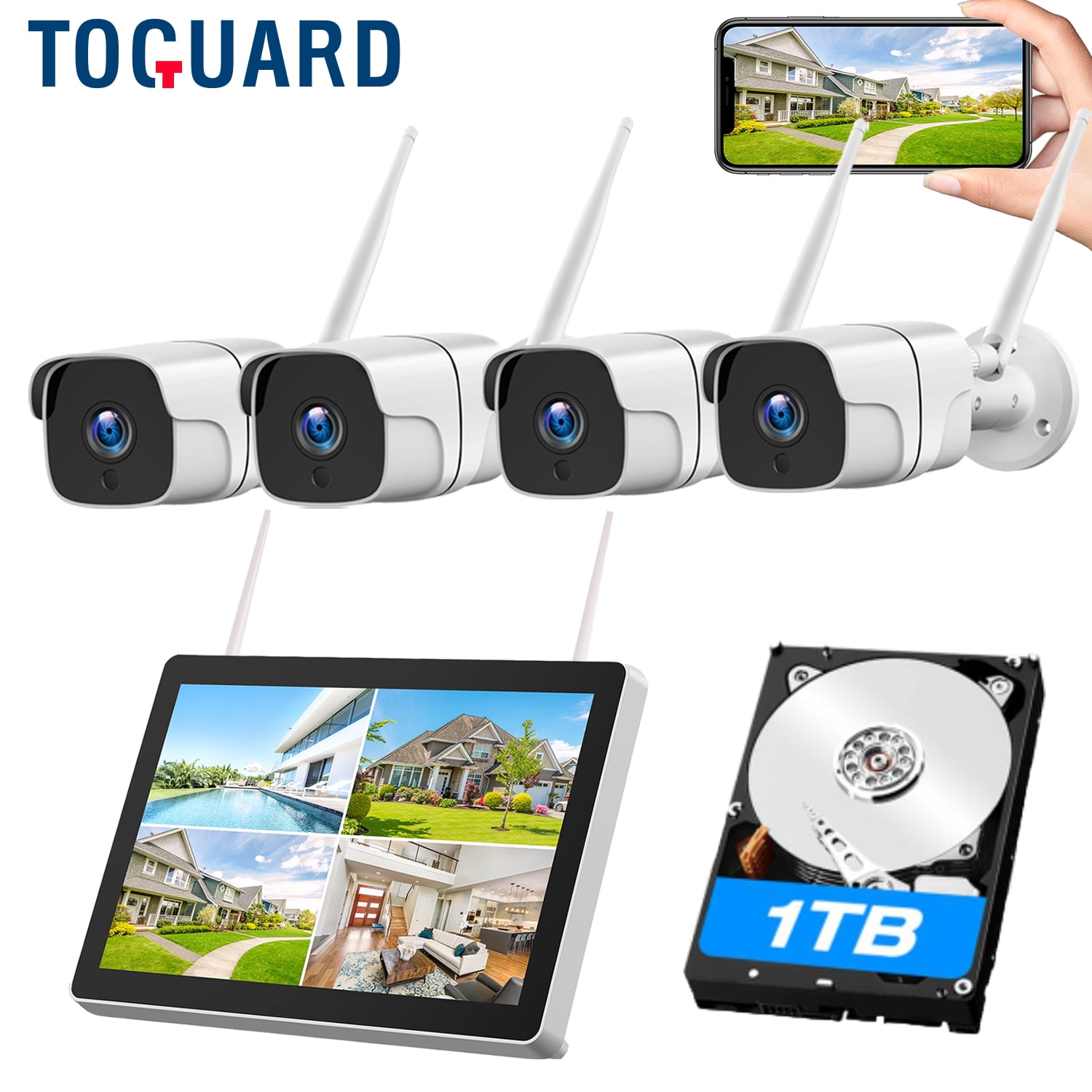 Toguard 1080P Wired Security Camera System with 1TB Hard Drive 12.1 ...