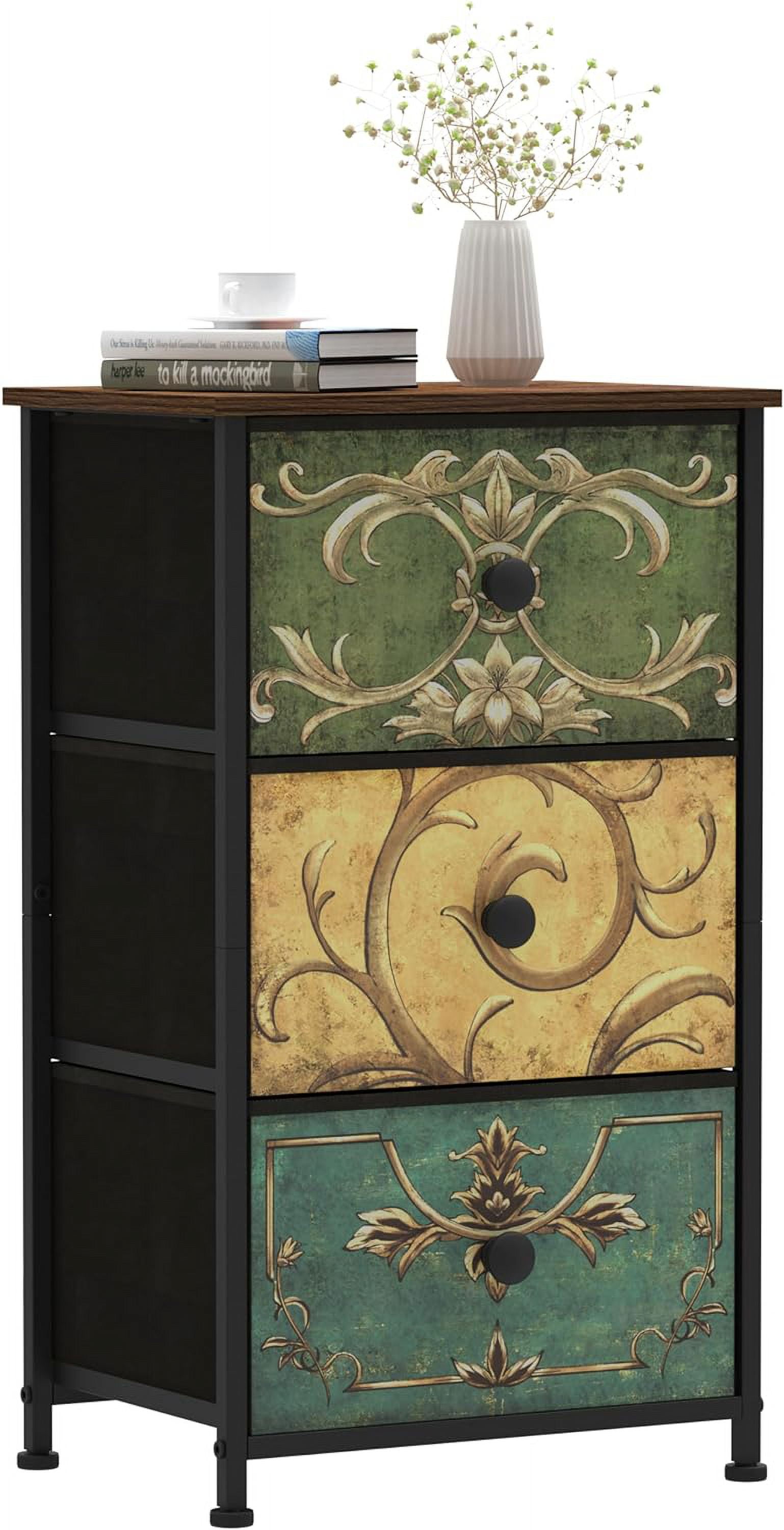Tohomeor Small Dresser for Bedroom with Retro Flower Narrow Drawers ...
