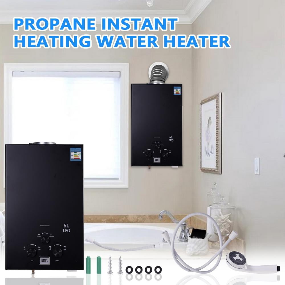 Tohu 1.58GPM Water Heater Shower Head Set,6L Tankless Water Heater LPG ...