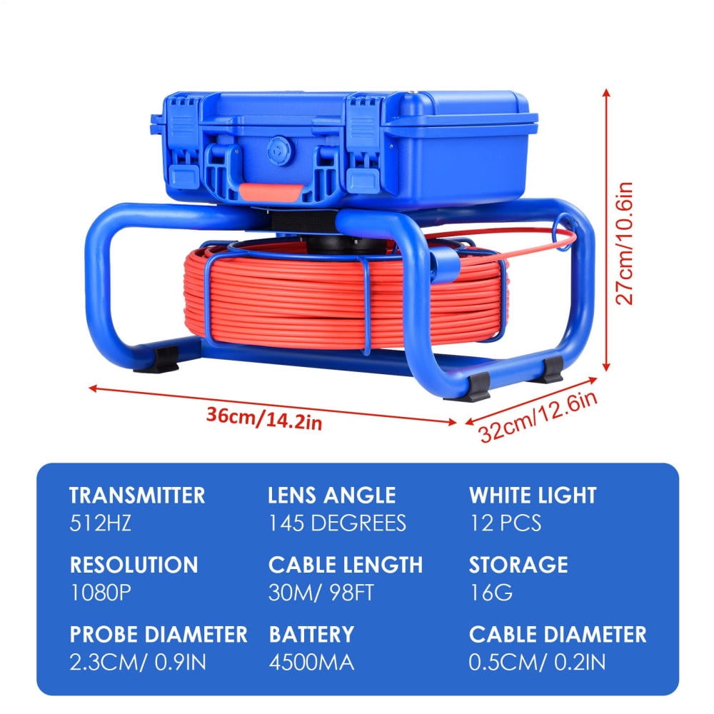 Tohu 100Ft Waterproof Sewer Camera 0.9" Probe HD Drain Inspection ...