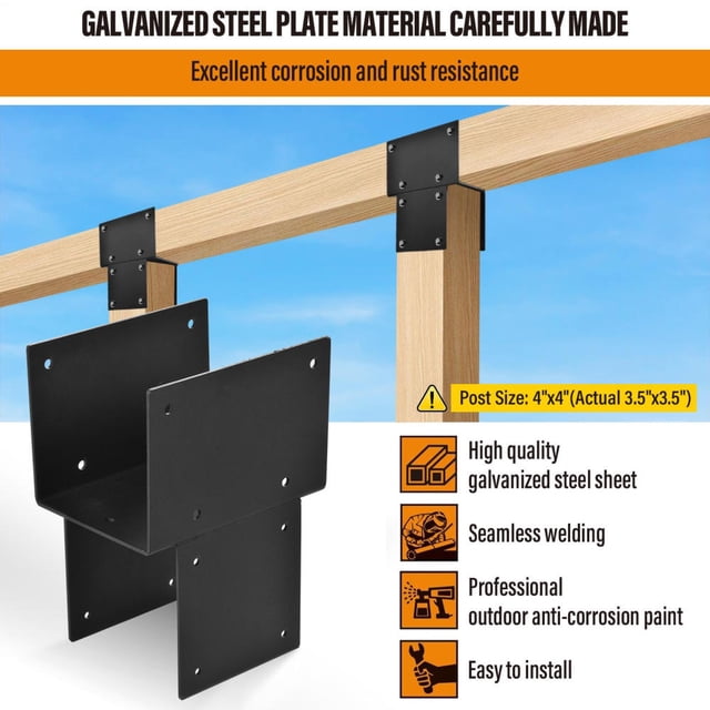 Tohu 12-Set Pergola Hardware Kit - Pre-Drilled Galvanized Brackets for ...