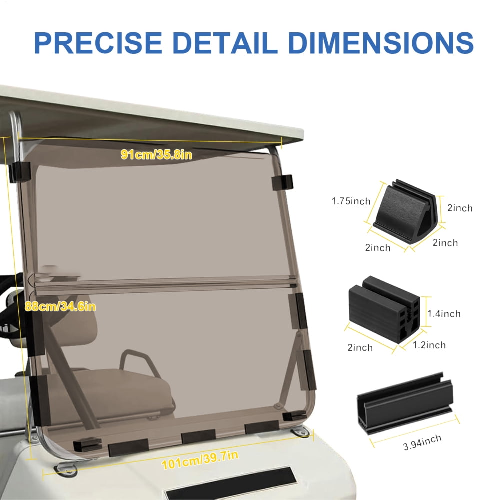 Tohu Clear Acrylic Foldable Wind Deflector UV-Protected Golf Cart ...