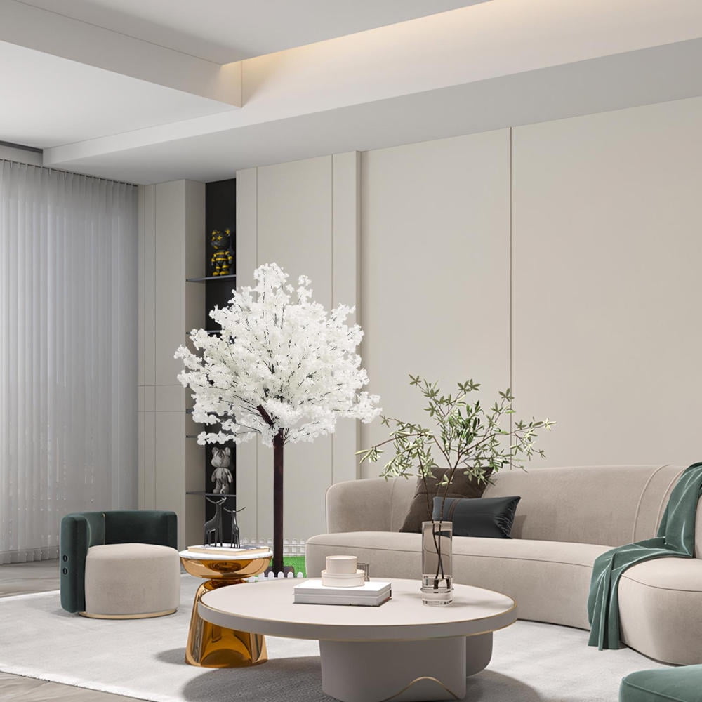 Tohu Pink Artificial Blossom Tree 4.9ft, Realistic Indoor Silk Floral ...