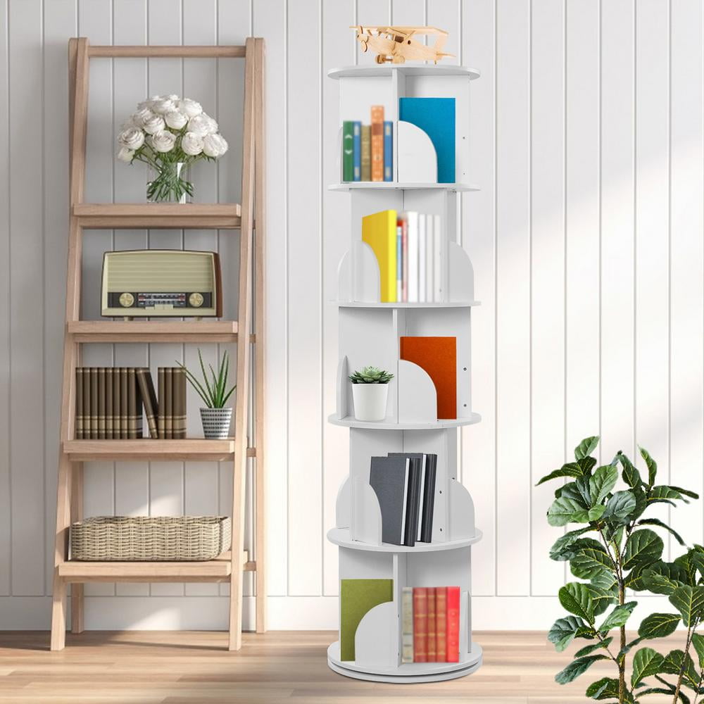 Tohu Rotating Bookshelf, Corner Bookshelf, Spinning Bookshelf Tower, 5 ...