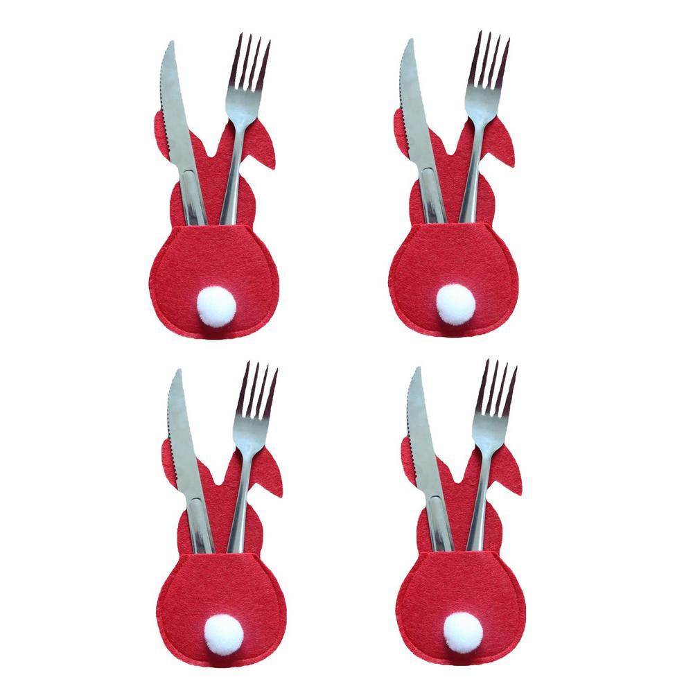 Tohuu Easter Utensil Holder 4 Pcs Easter Bunny Cutlery Bags Rabbit ...