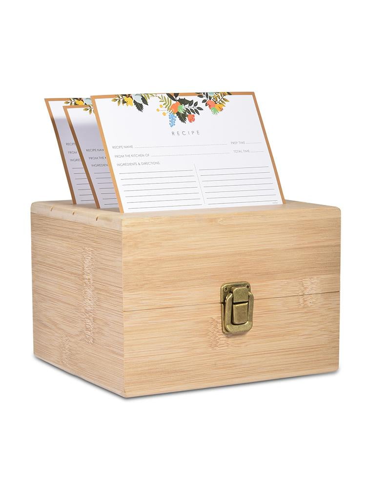 Tohuu Wood Recipe Box Handmade Recipe Box with Cards and Slots Vintage ...
