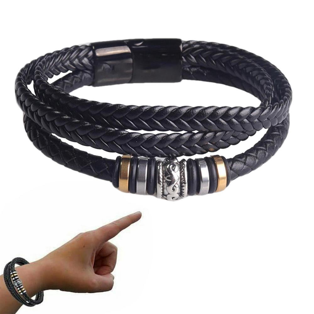 Tohuu Men's Casual Bracelet Male Multi-Row Braided PU Leather Bracelets ...