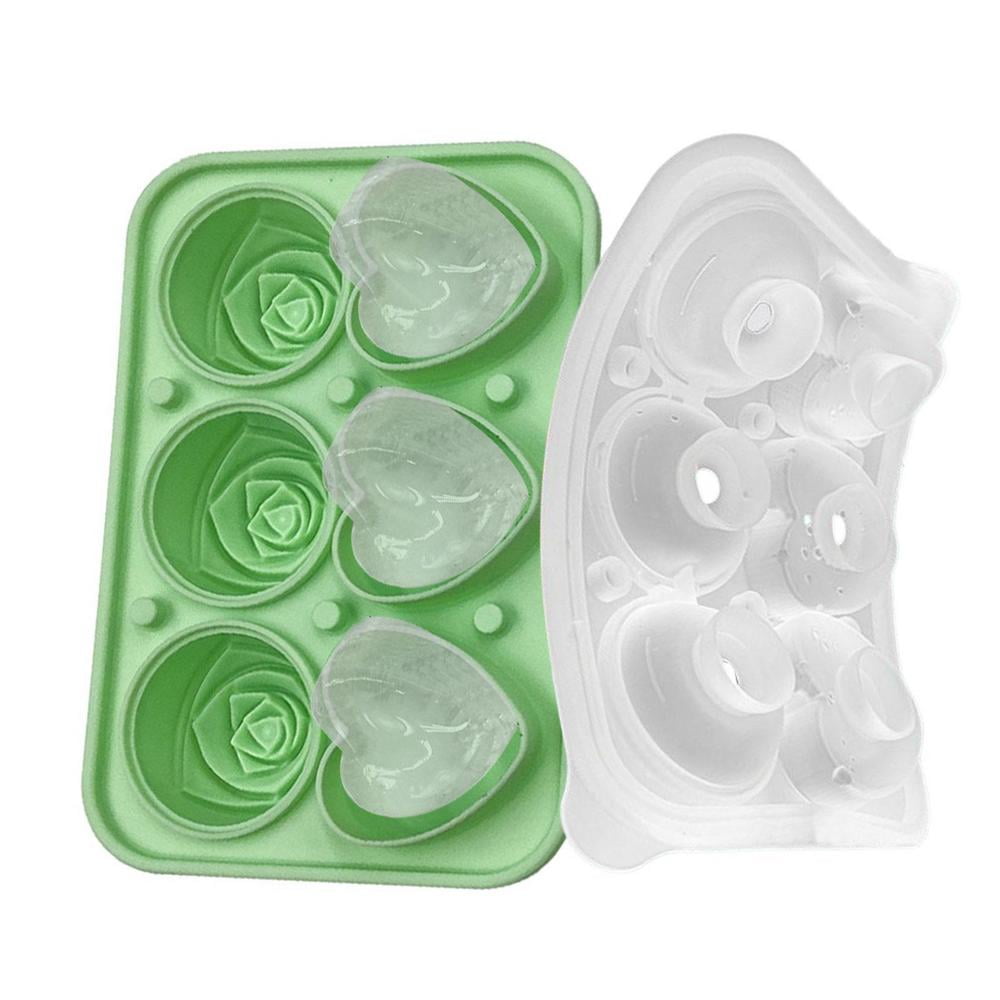 Tohuu Whiskey Ice Cubes Mold 6 Cavity Flower Ice Cube Mold Heart Rose ...