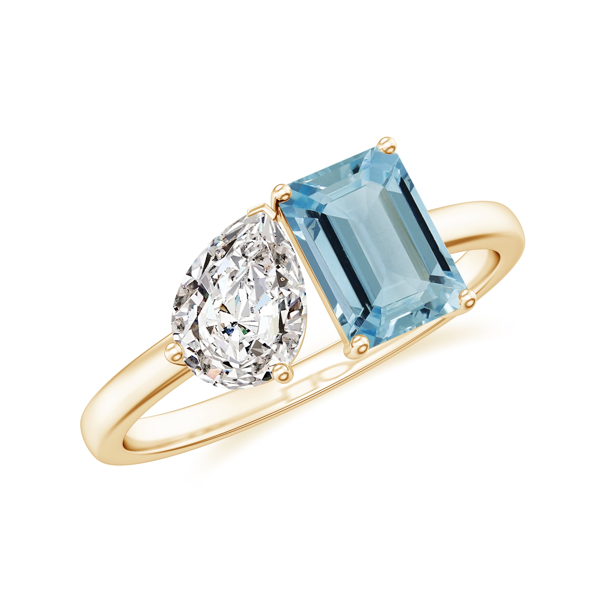 Toi Et Moi Octagon Cut and Pear-Shaped Aquamarine Moissanite Engagement ...