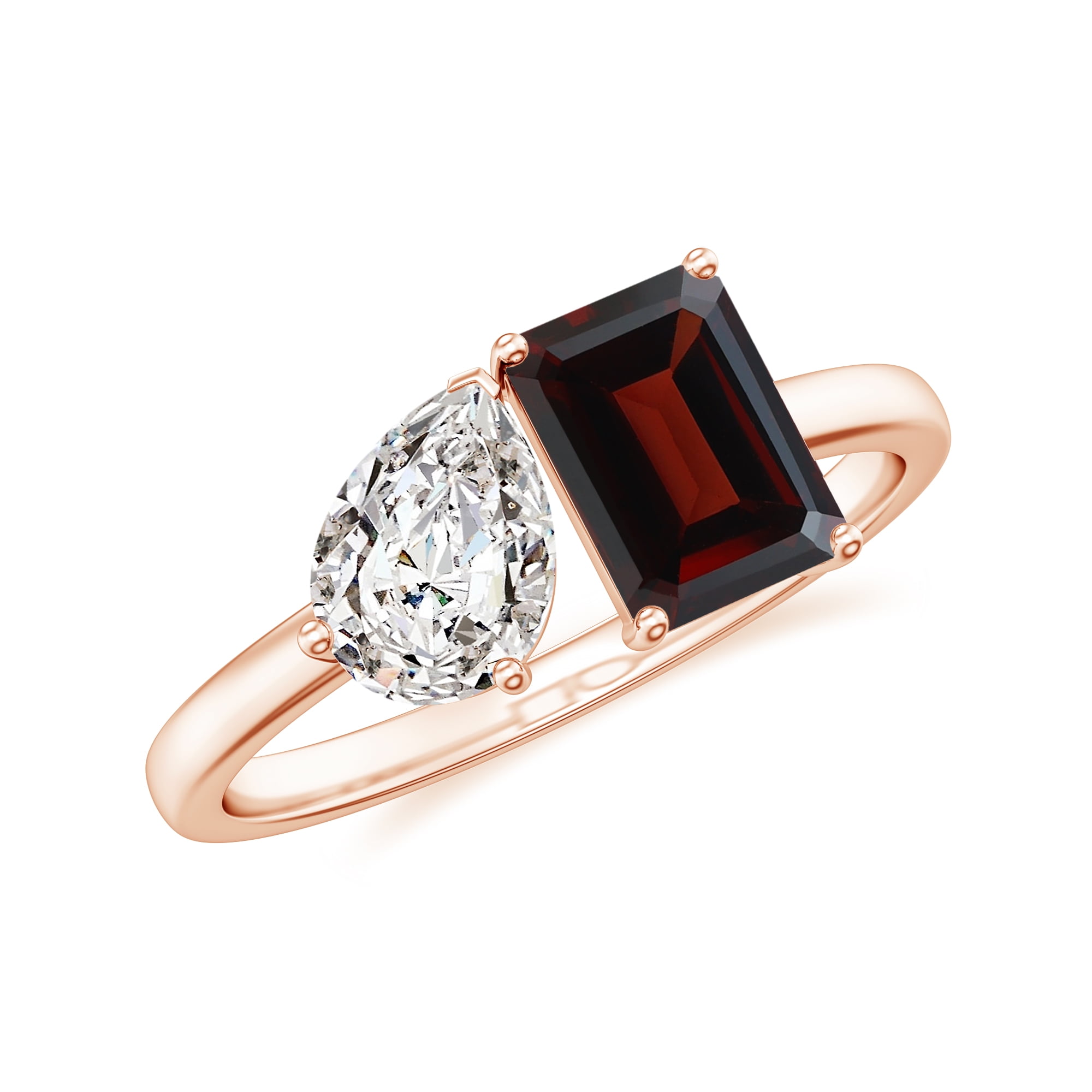 Toi Et Moi Octagon Cut and Pear-Shaped Garnet Moissanite Engagement ...