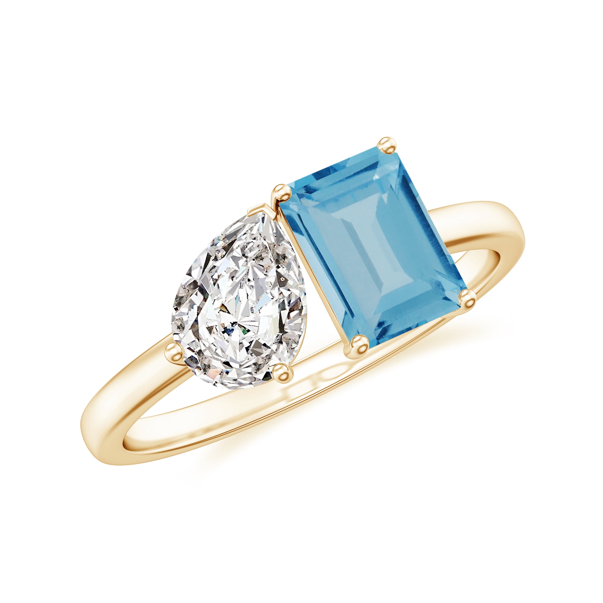 Toi Et Moi Octagon Cut and Pear-Shaped Swiss Blue Topaz Engagement Ring ...