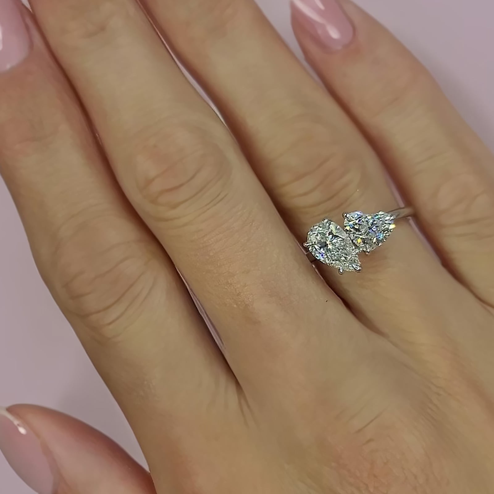 Toi Et Moi Ring IGI Lab Grown Diamond Pear and Heart 1.75 Ct PT950 ...