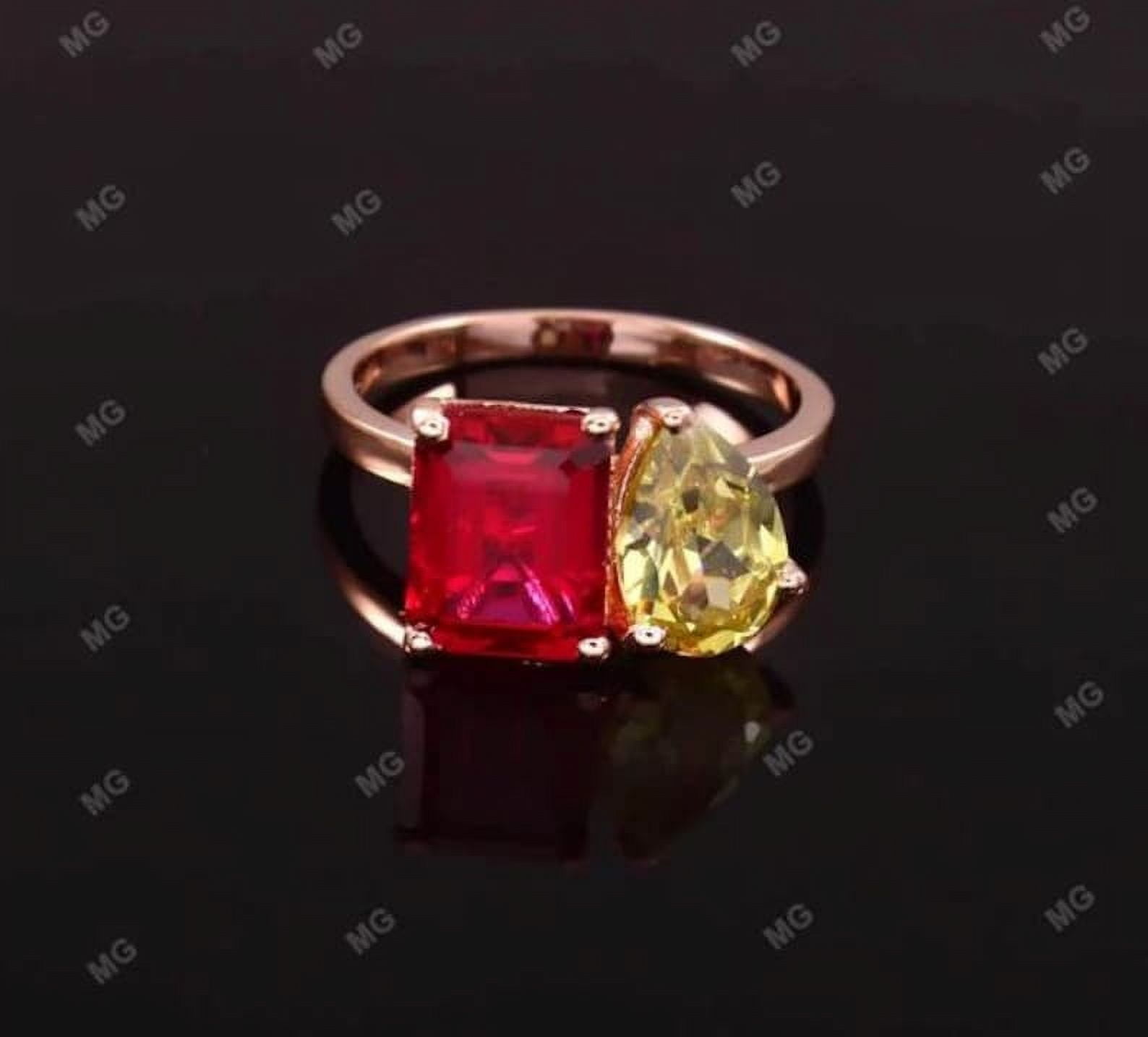 Toi Et Moi Ruby And Yellow Sapphire Ring, Double Gemstone Wedding Ring ...