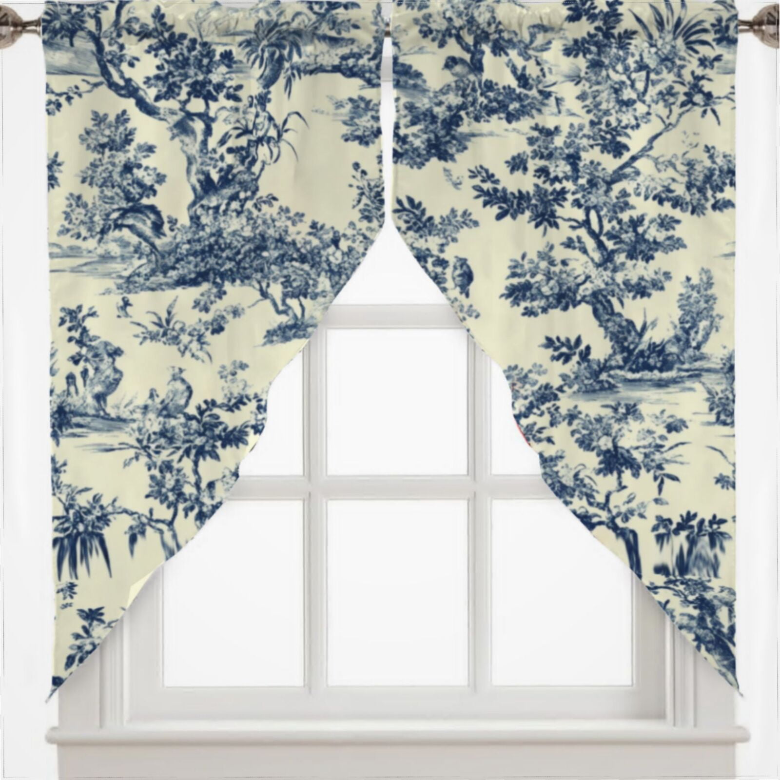Toile De Jouy (2) Swag Valances For Windows 2 Pack For Kitchen Living ...
