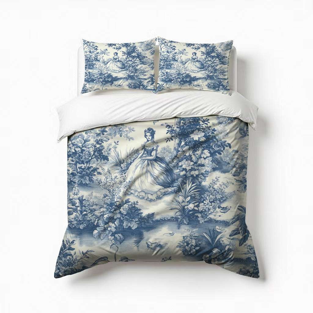 Toile De Jouy Beautiful Woman Bedding Set 3 Pcs Soft Microfiber Quilt ...
