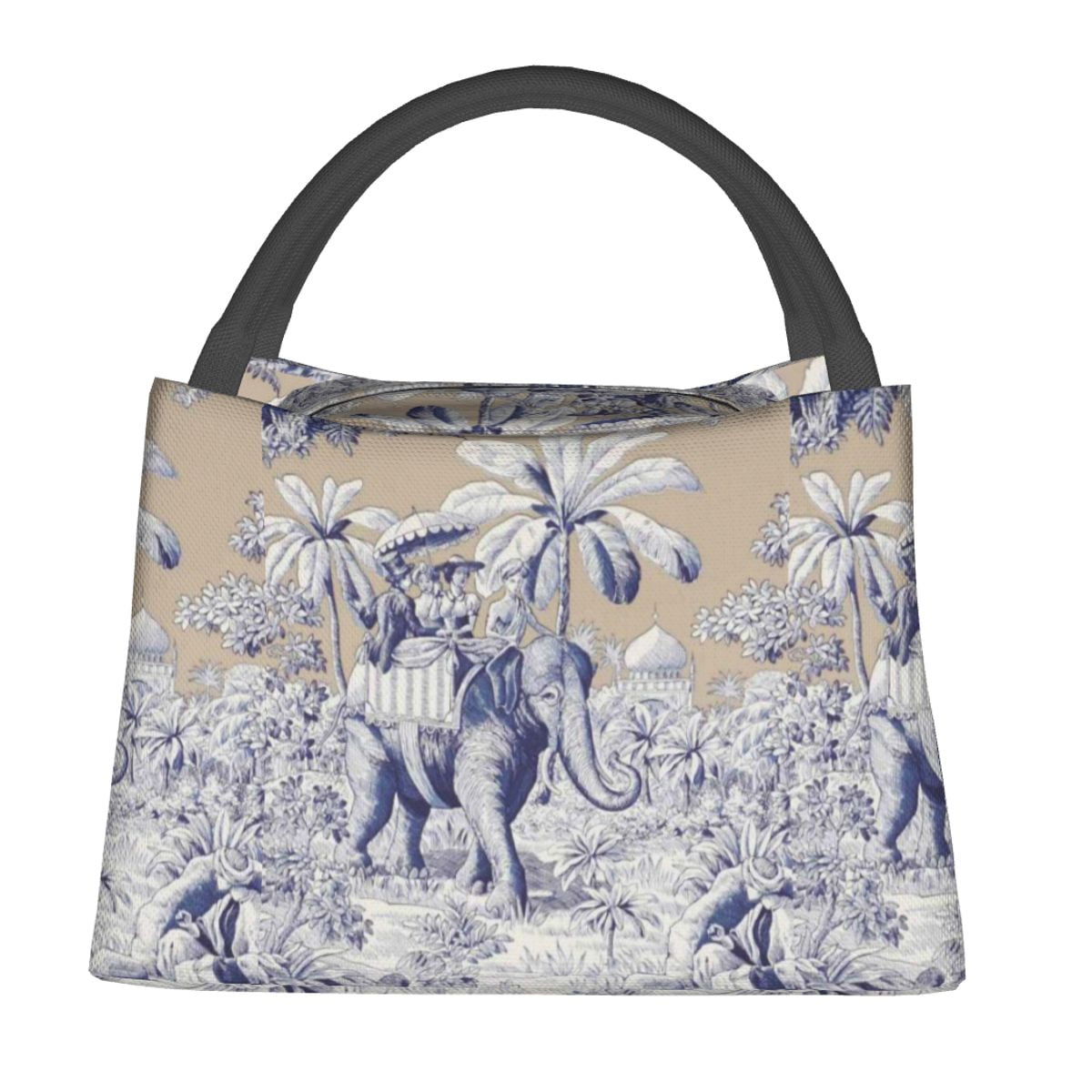 Toile De Jouy Lunch Bag Elephant Funny Lunch Box Portable Zipper ...