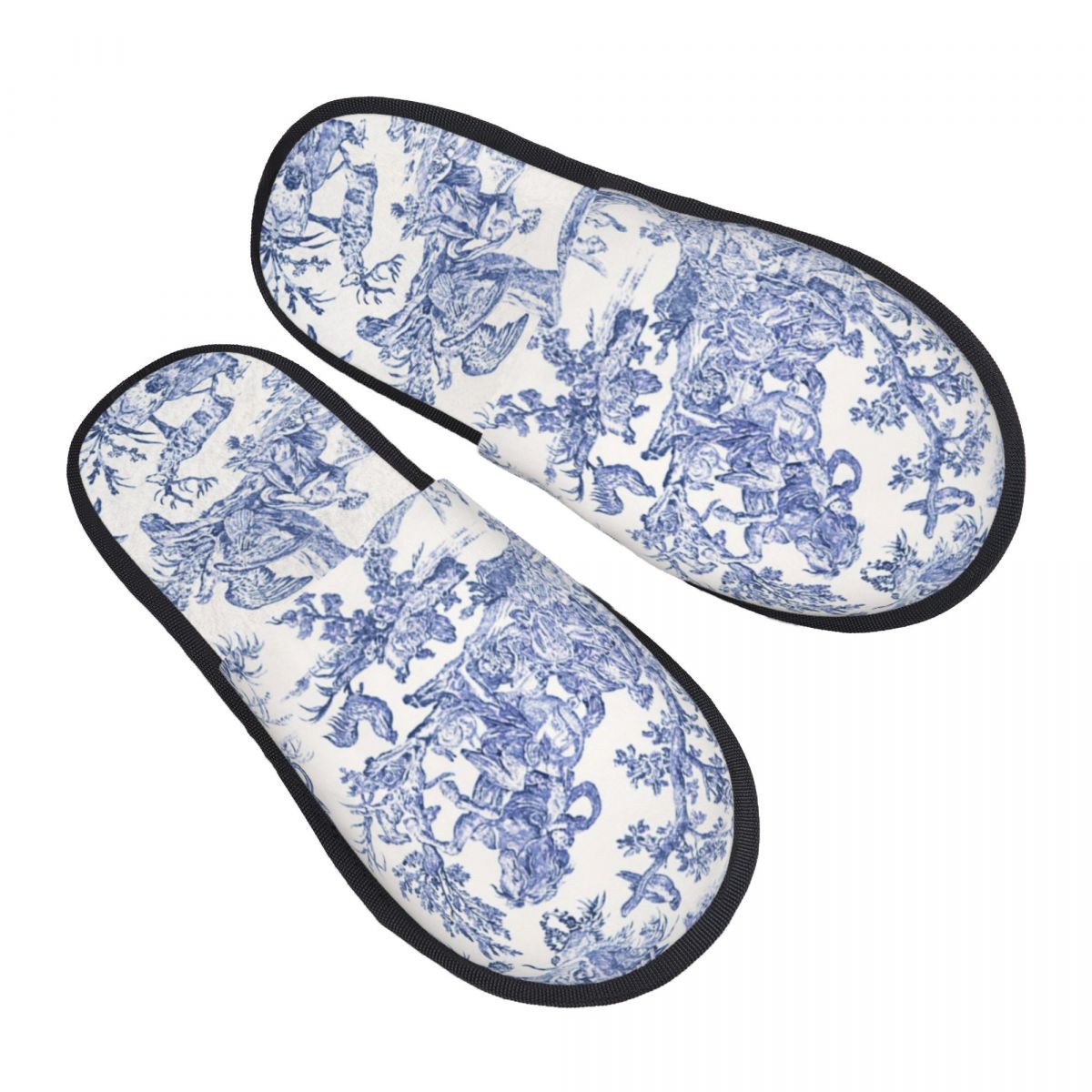 Toile De Jouy Red Guest Slippers for Bedroom Women Custom Print Cream ...