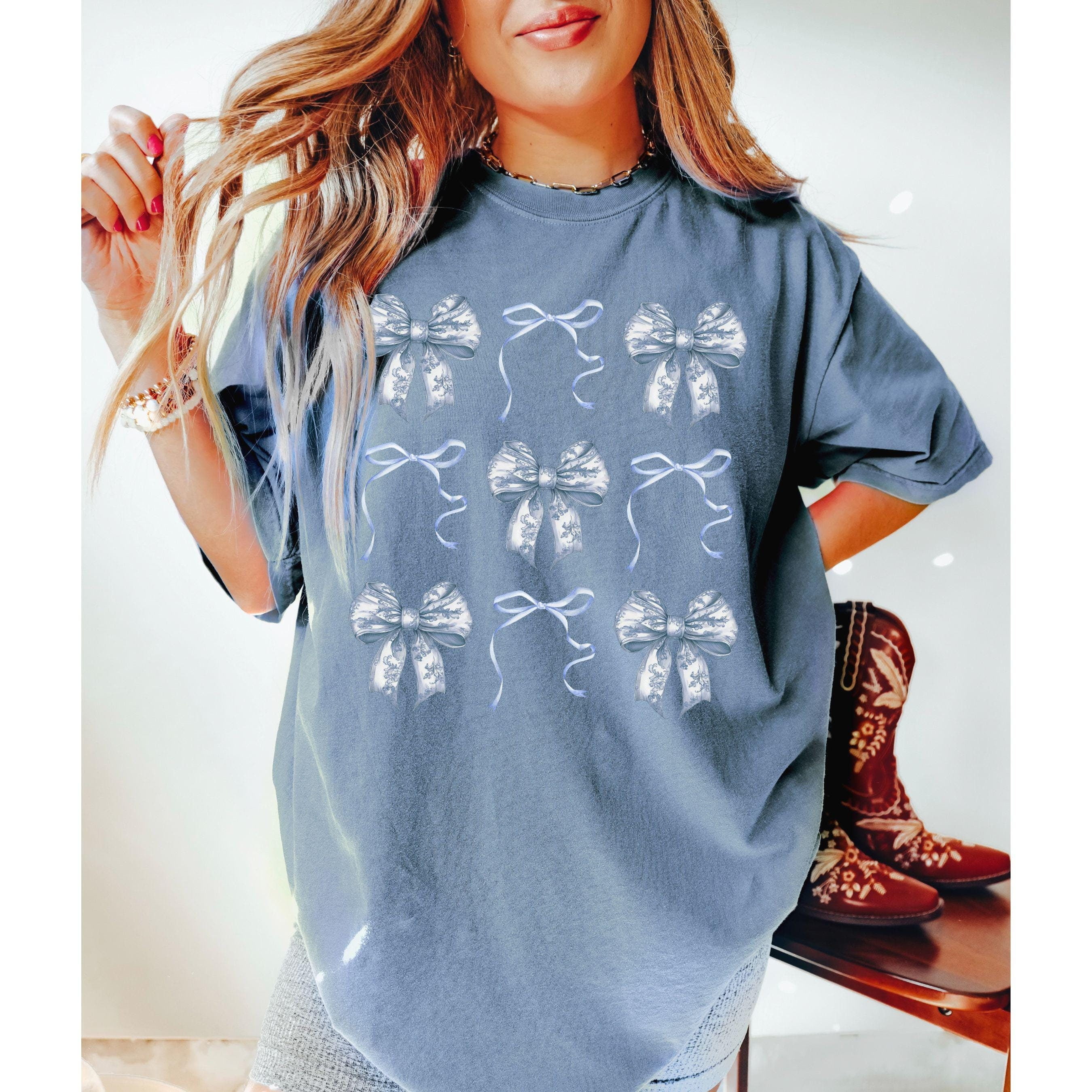 Toile De Jouy Shirt, Toile Shirt, Toile Bow Shirt, Cute Ribbon Tee ...