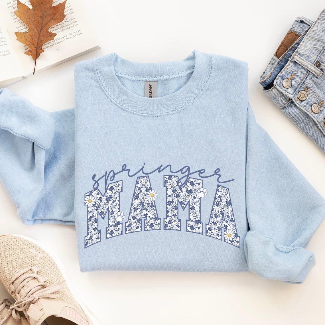 Toile Springer Mama Sweatshirt, Floral English Springer Spaniel ...