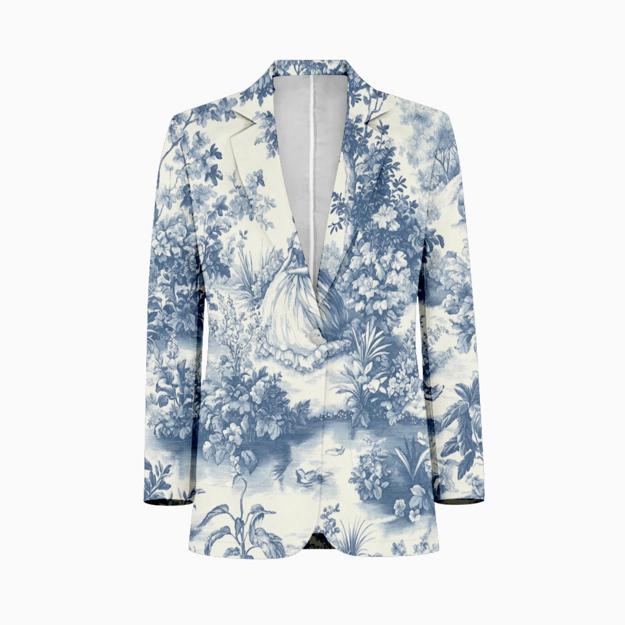 Toile de Jouy Beautiful woman Mens Suits Shawl Collar Slim Fit Suit ...