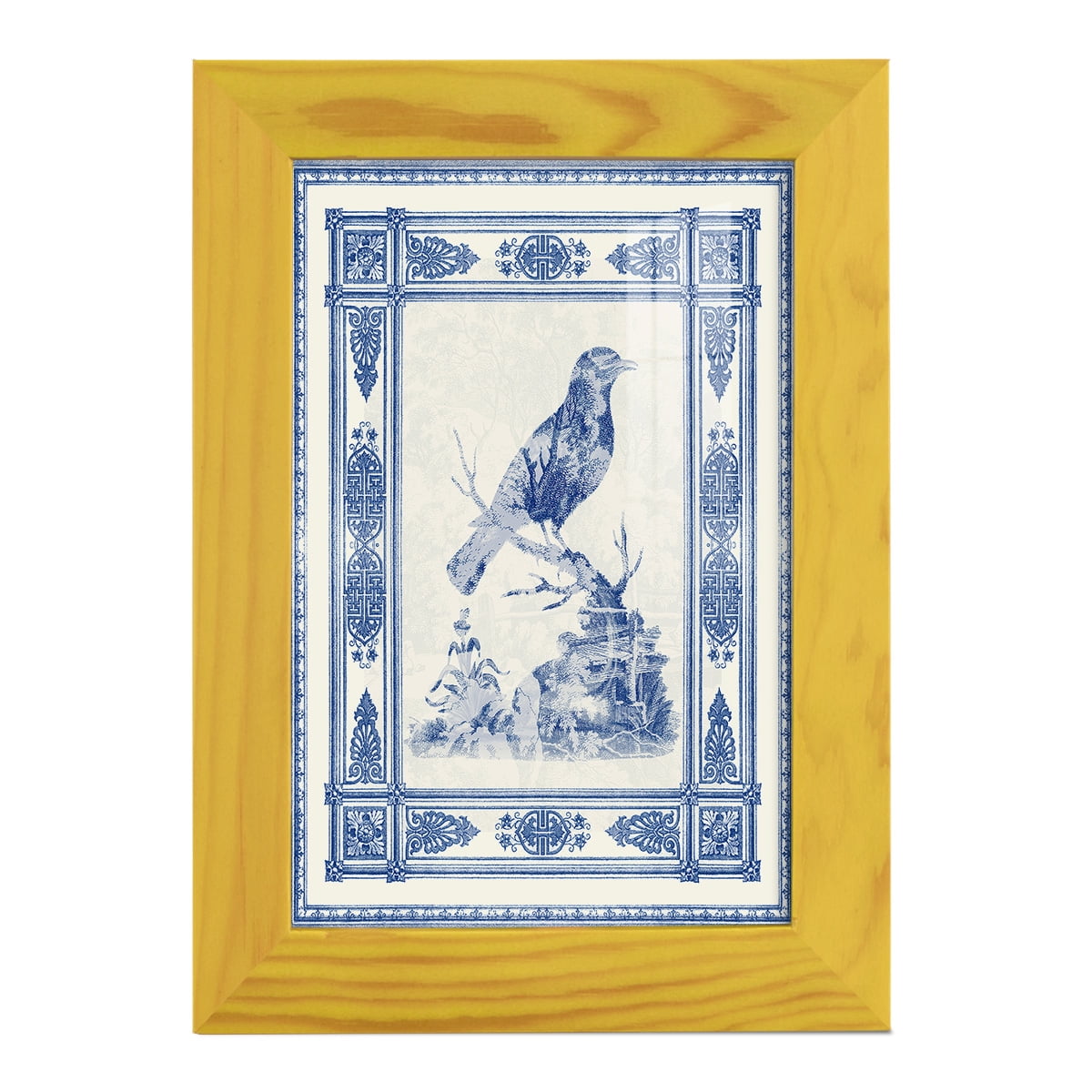Toile de Jouy I -Framed Print w/glass-Sunflower Yellow - Walmart.com