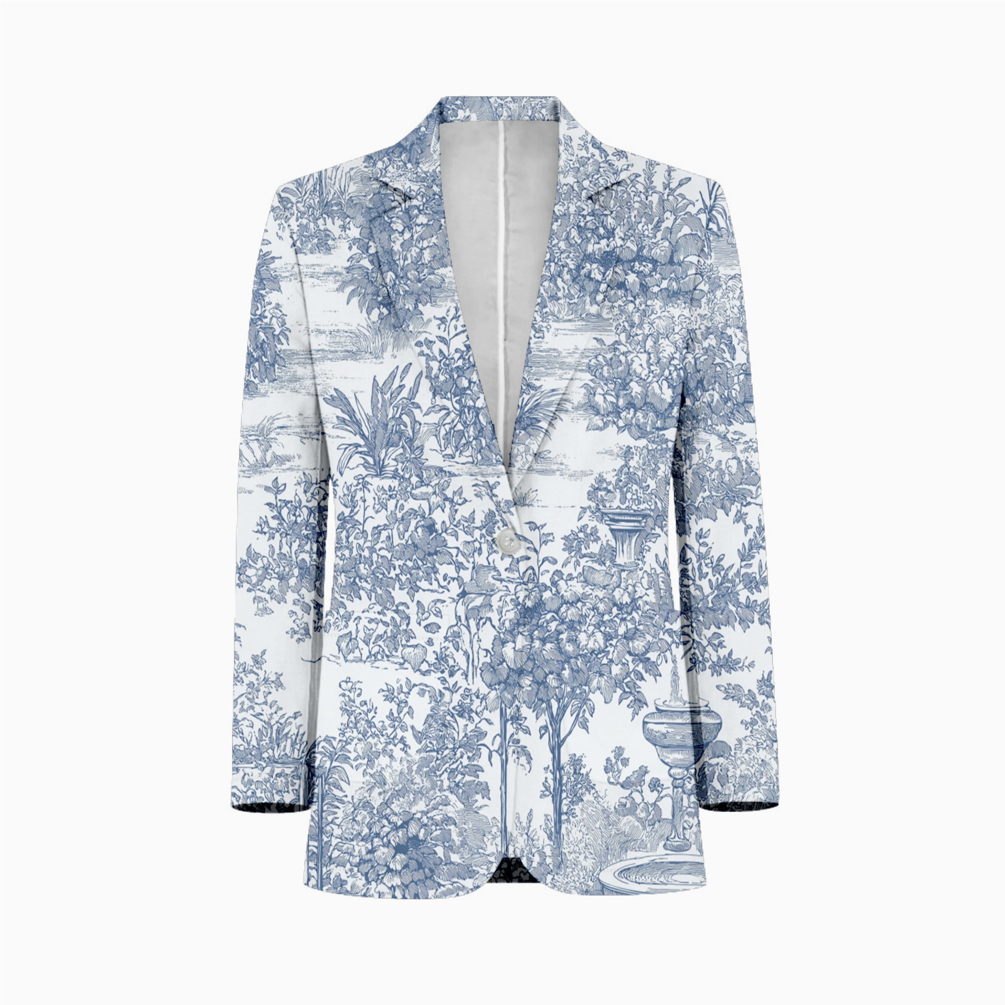 Toile de Jouy Mens Suits Shawl Collar Slim Fit Suit Mens Groom Jacket ...