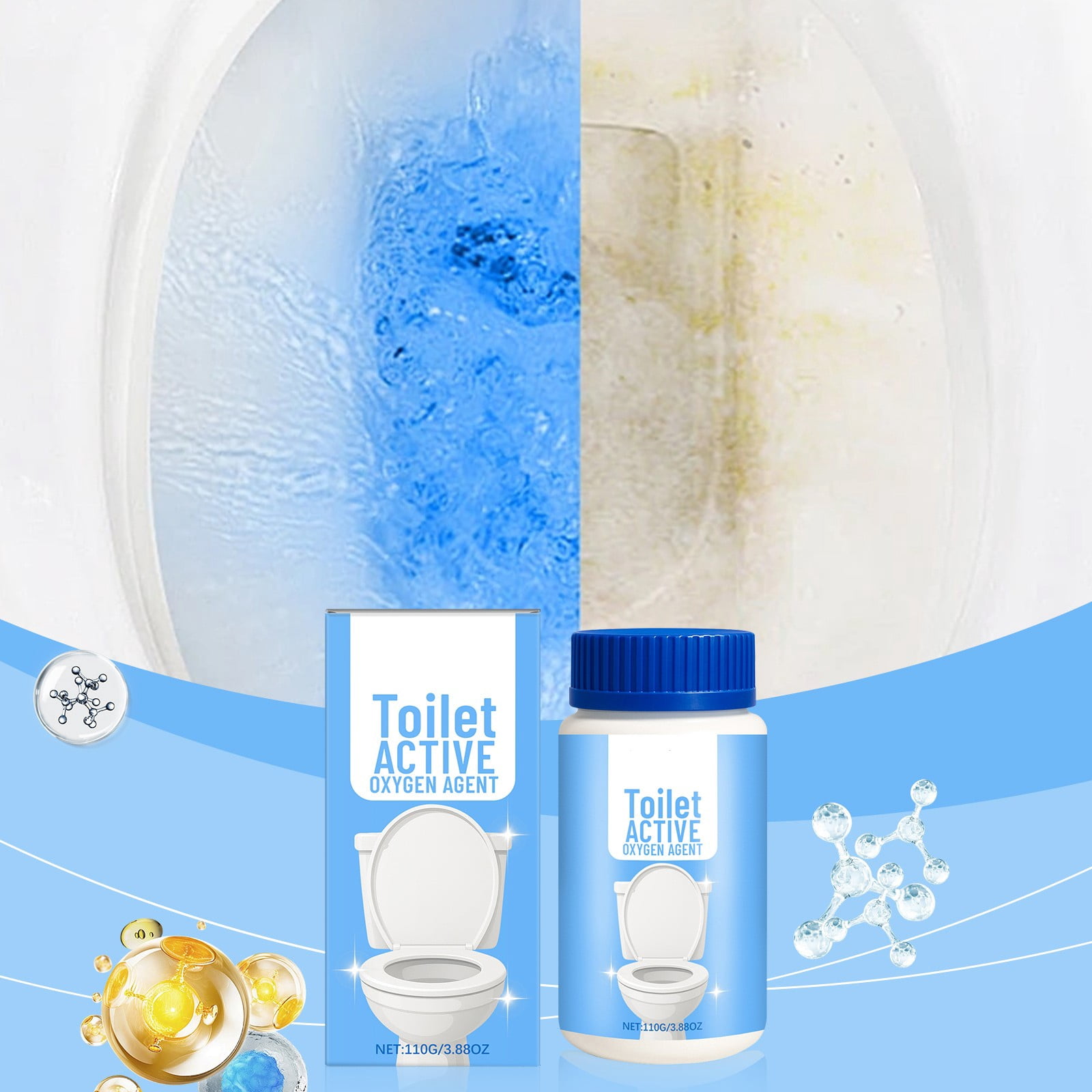Toilet Active Oxygen Cleaner, Strong Effect Toilet Powder, Effervescent ...