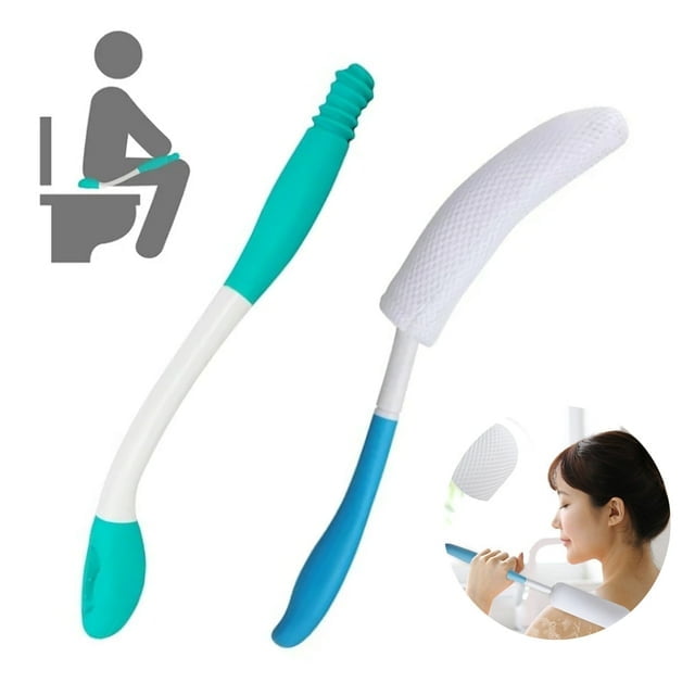 Toilet Aids for Wiping, 15" Long Reach Butt Wiper Bath Brush Set ...