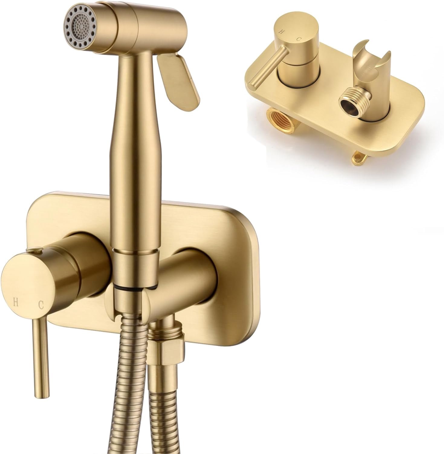 Toilet Bidet Sprayer, Brushed Gold Bidet Sprayer for Toilet Warm Water ...