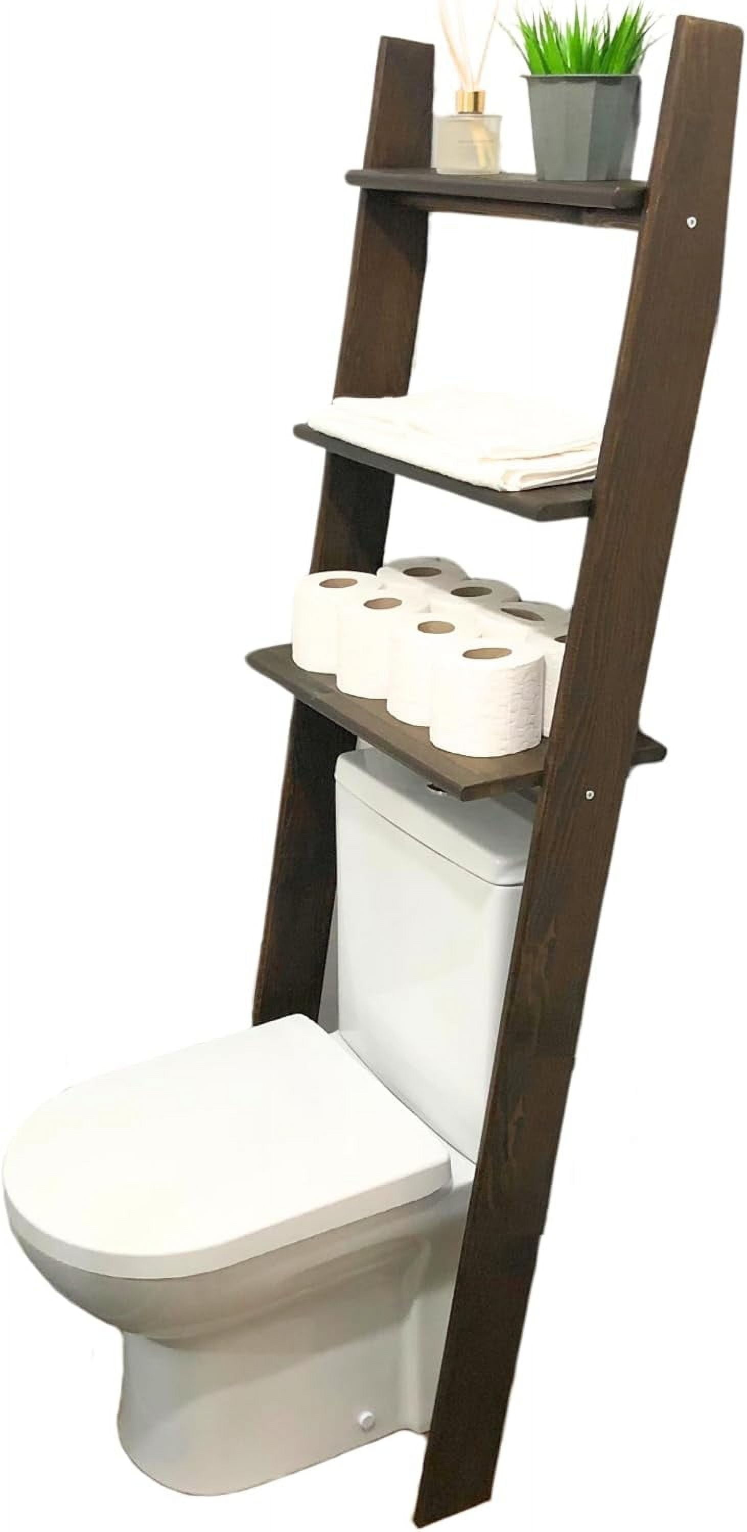 Over The Toilet Birch Wood Bathroom Organizer Shelves, 3-Tier ...
