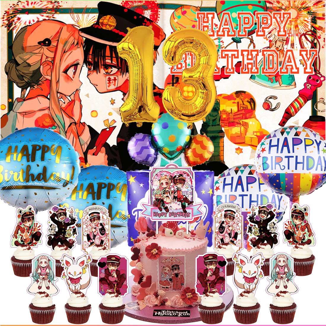 Toilet Bound Hanako Kun Party Supplies Decor 13th Kit Balloons Birthday ...