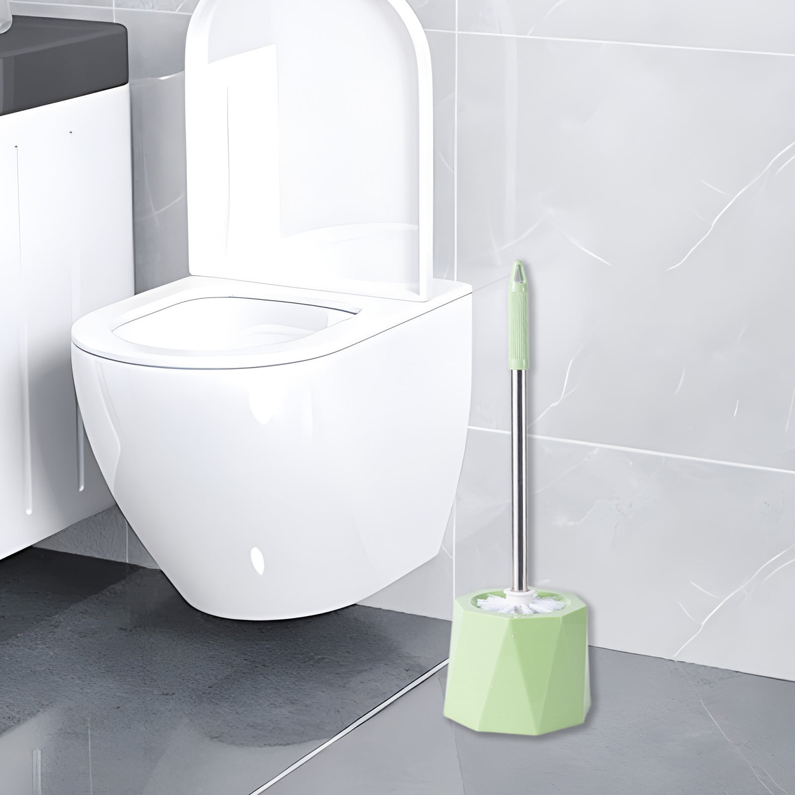 Toilet Bowl Brush and Compact Cleaner Set with Long Handle, Ergonomic ...