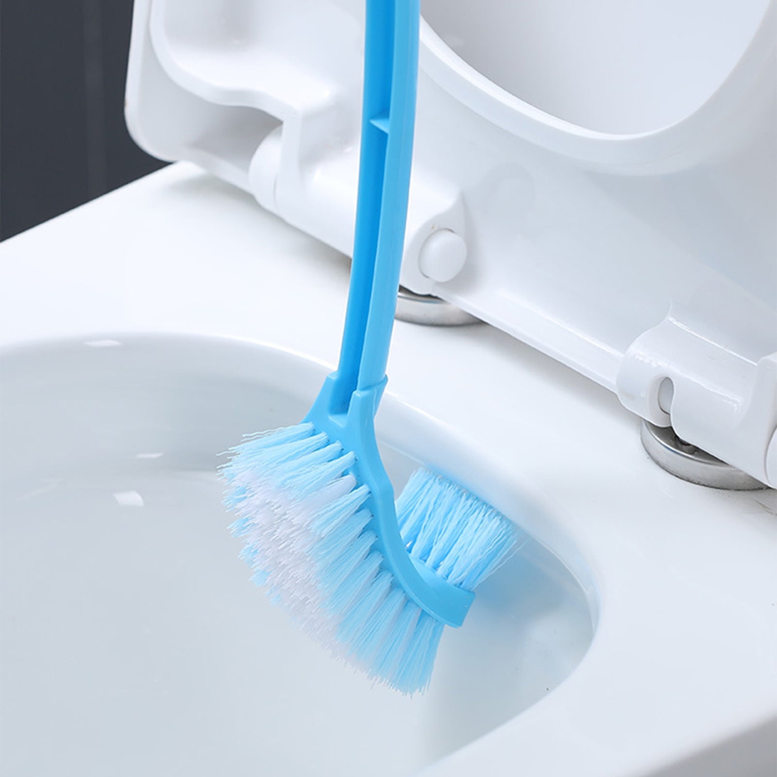 Toilet Bowl Brush with Dual Cleaning Heads,Rubber and Slit Brush for ...
