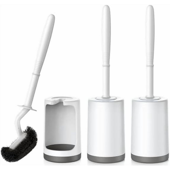 Toilet Bowl Brush Holder Set: Curved Design with Holder for Deep ...
