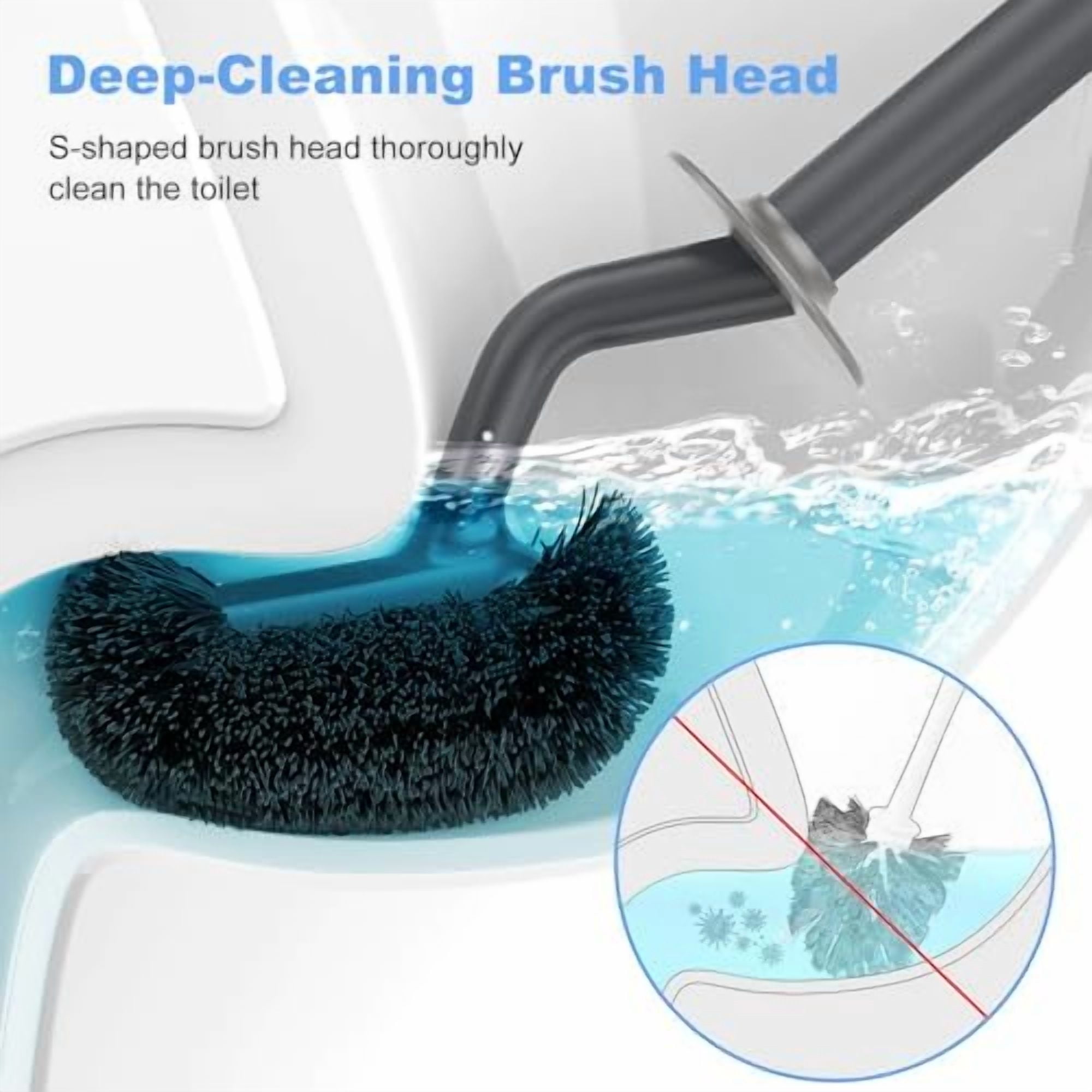 Toilet Bowl Brush Holder Set: Curved Design with Holder for Deep ...