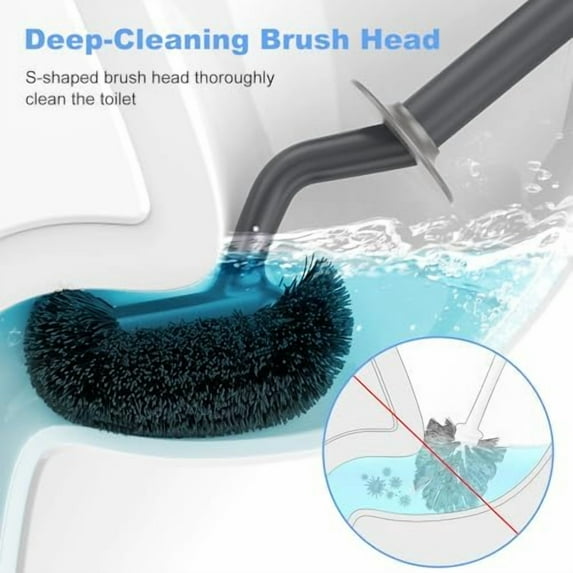 Toilet Bowl Brush Holder Set: Curved Design with Holder for Deep ...