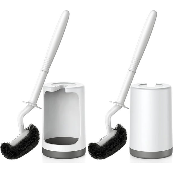 Toilet Bowl Brush Holder Set: Curved Design with Holder for Deep ...