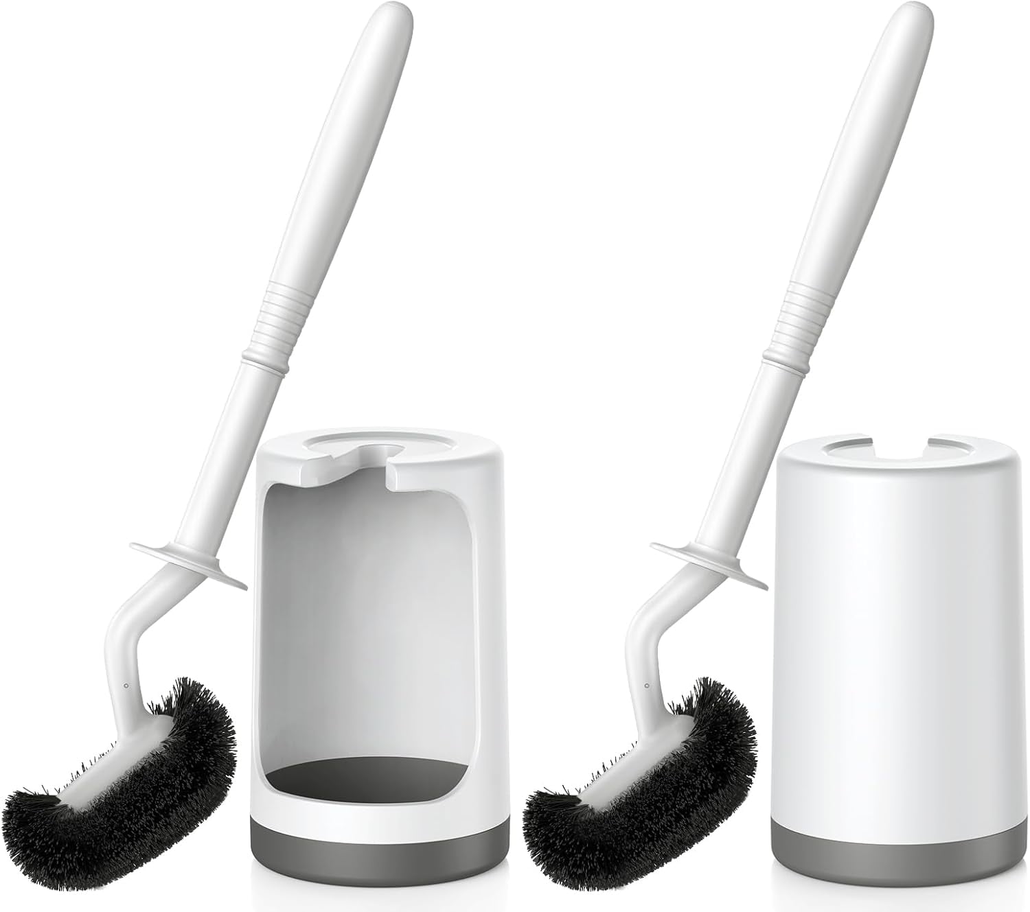 Toilet Bowl Brush Holder Set: Curved Design with Holder for Deep ...
