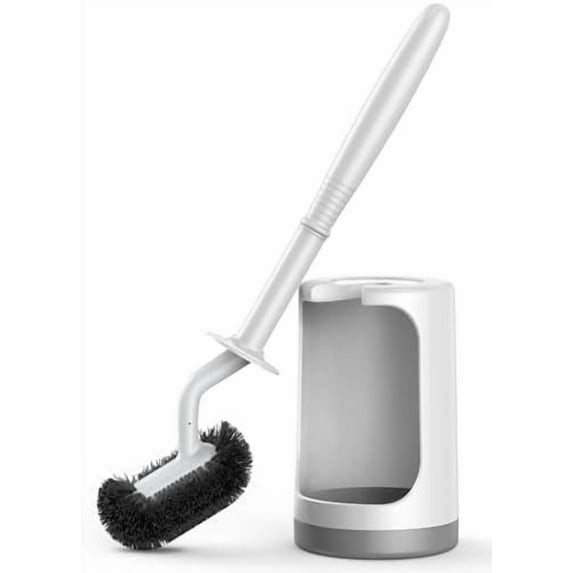 Toilet Bowl Brush Holder Set: Curved Design with Holder for Deep ...