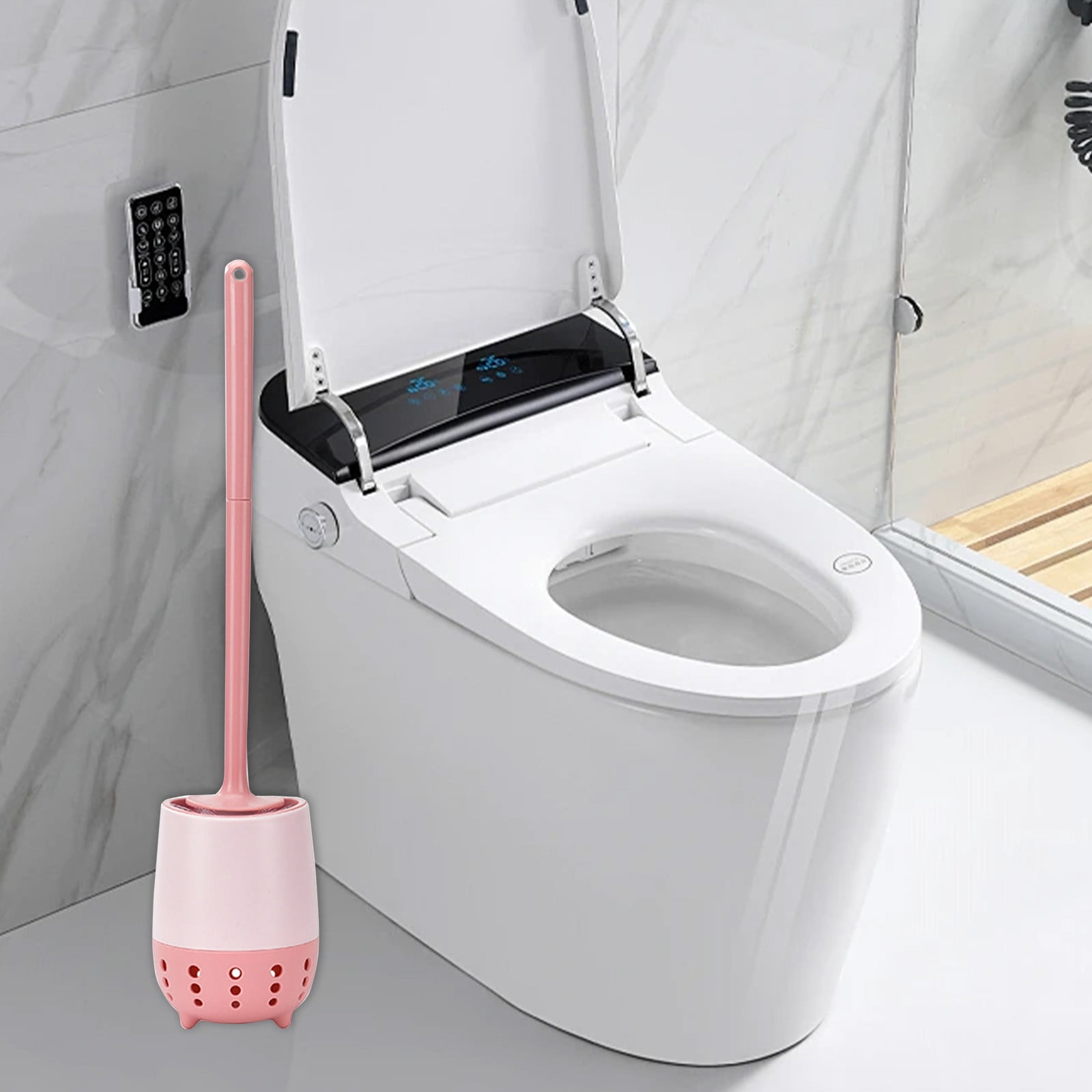 Toilet Bowl Brush Holder Set: Curved Design with Holder for Deep ...