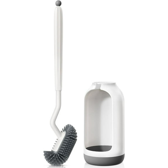 Toilet Bowl Brush Holder Set: Deep Cleaning Silicone Toilet Cleaner ...