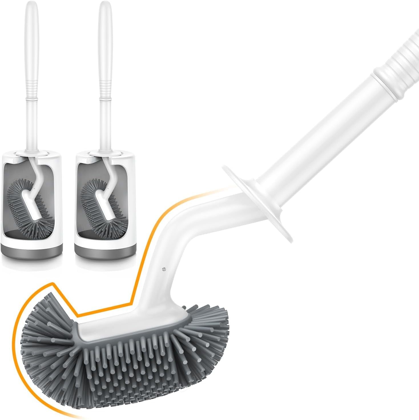 Toilet Bowl Brush Holder Set: Deep Cleaning Silicone Toilet Scrubber ...