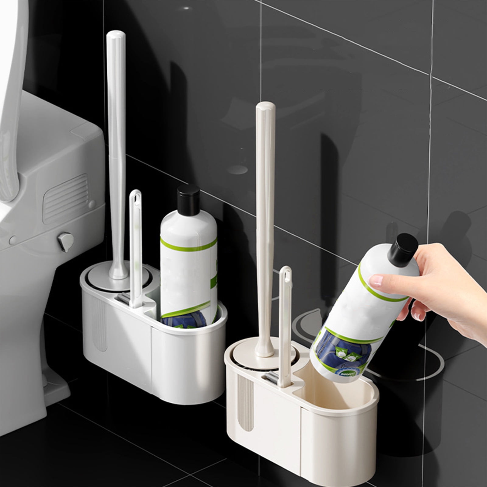 Toilet Bowl Brush Set with Stiff and Slit Brush Heads | Deep Cleaning ...